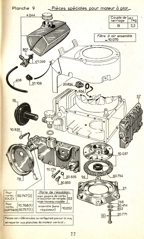 Pièces détachées BERNARD MOTEURS W17, W27,W117, W127,W217, W227